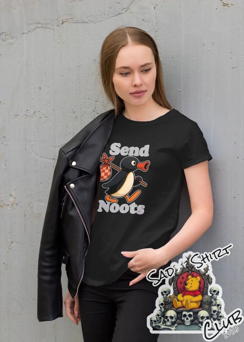"Send Noots" Penguin Tee – Chaotic Good on a Shirt - SadShirtClub
